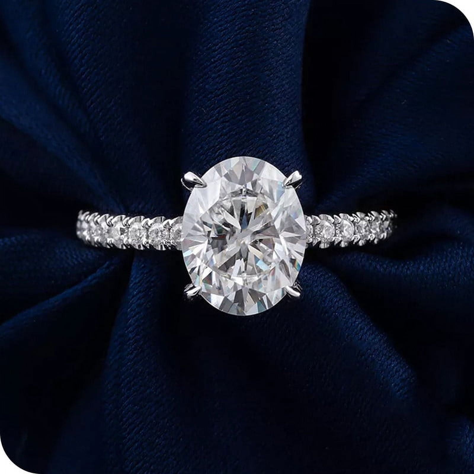 Cora Jewellery 2.75CT Oval Moissanite Hidden Halo Engagement Ring For Women, 10K Rose Gold ...