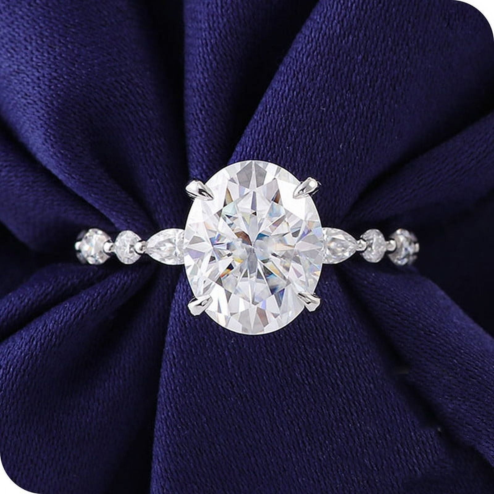 Cora Jewellery 2.75CT Oval Moissanite Hidden Halo Engagement Ring For Women, 10K White Gold ...