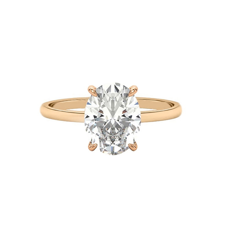 Cora Jewellery 2.75CT Oval Moissanite Ring, Solitaire Engagement Ring for Women, 18K Rose Gold ...