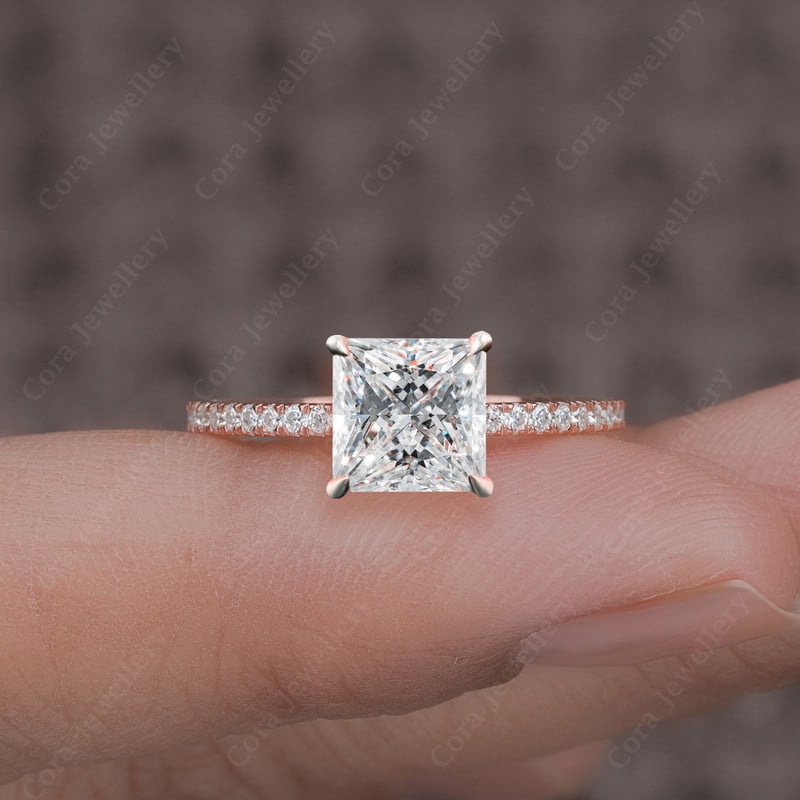 Cora Jewellery 2.75CT Princess Moissanite Simple Solitaire Engagement ...