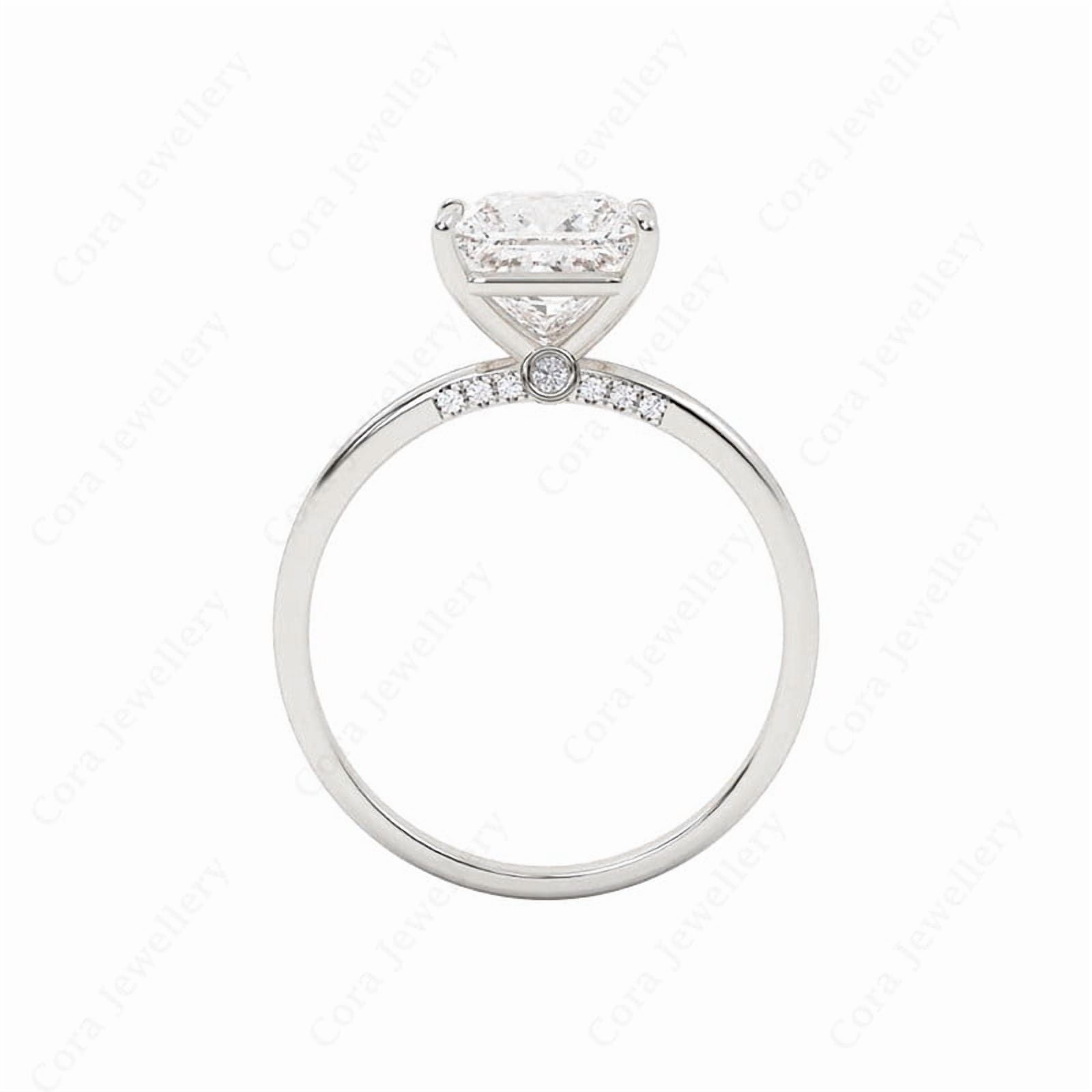 Cora Jewellery 2CT Bridge Diamond Cushion Moissanite Solitaire ...