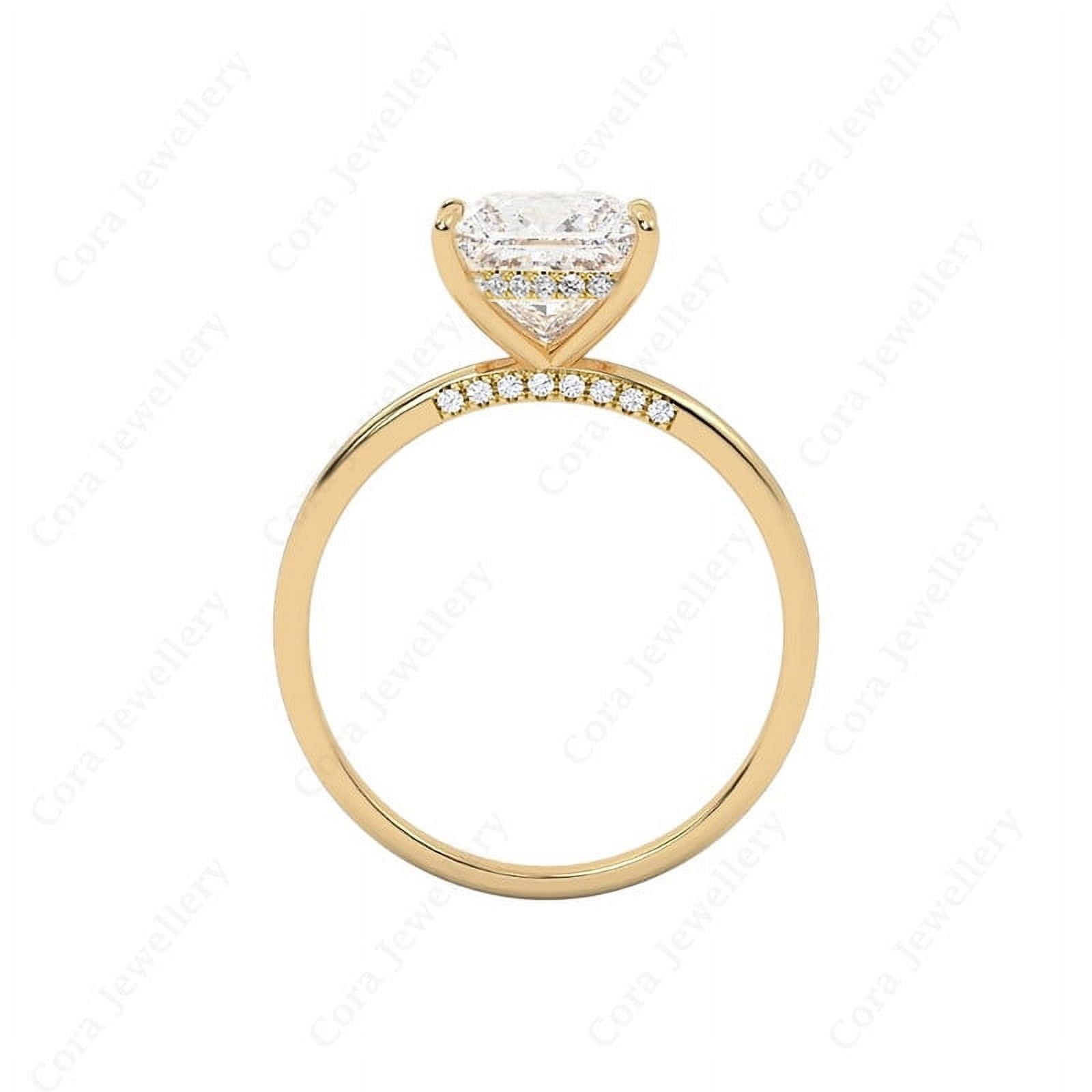 Cora Jewellery 2CT Bridge Diamond Princess Moissanite Hidden Halo ...