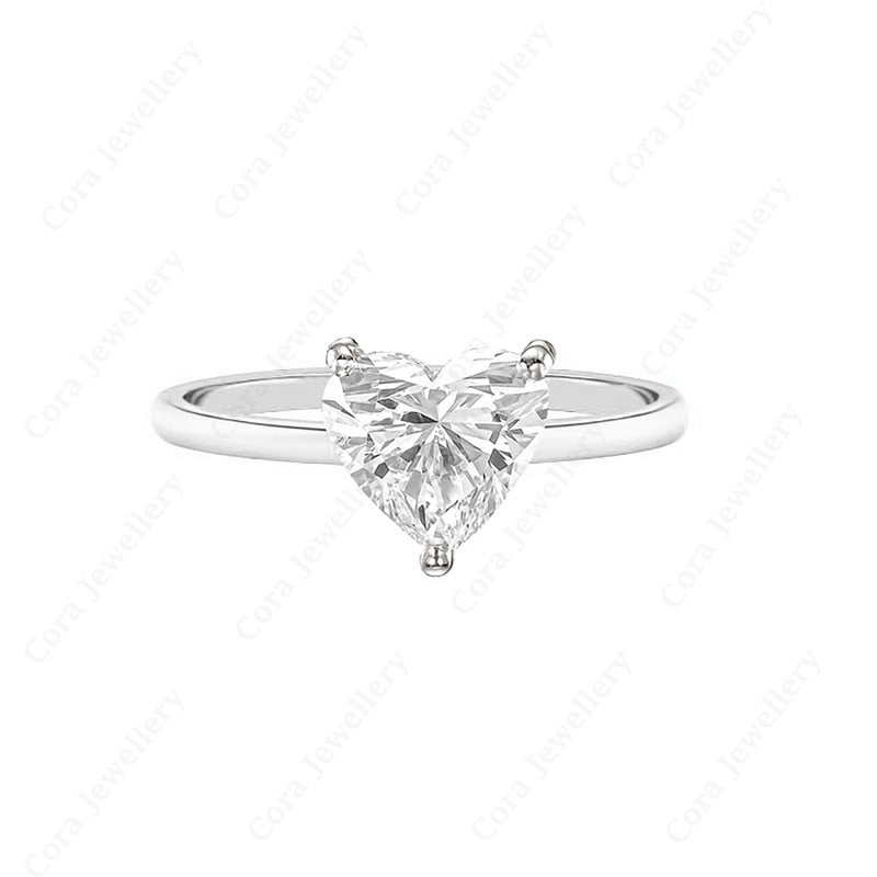 Cora Jewellery 2CT Heart Moissanite Bridge Diamond Solitaire Engagement ...