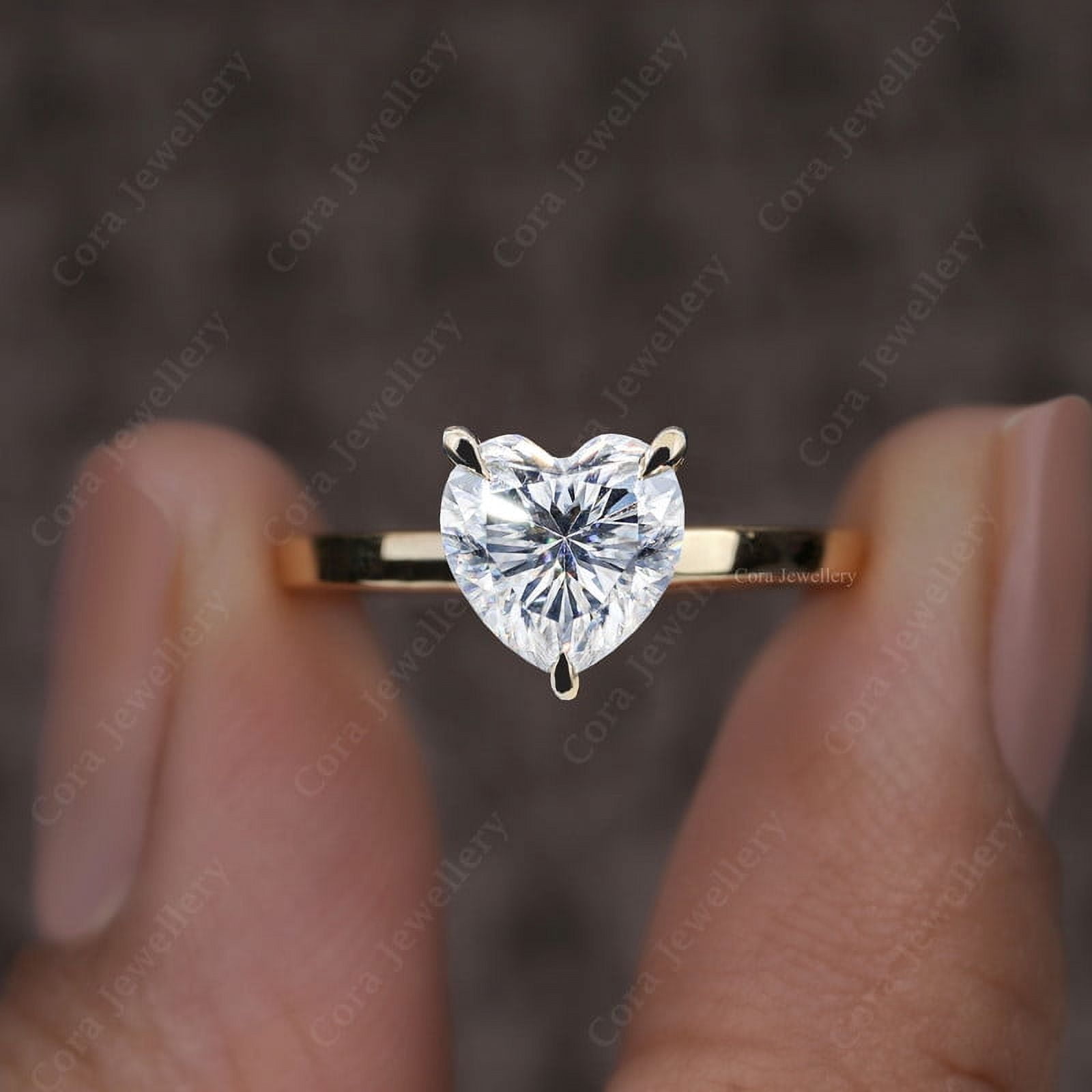 Cora Jewellery 2CT Heart Moissanite Simple Solitaire Engagement Ring ...