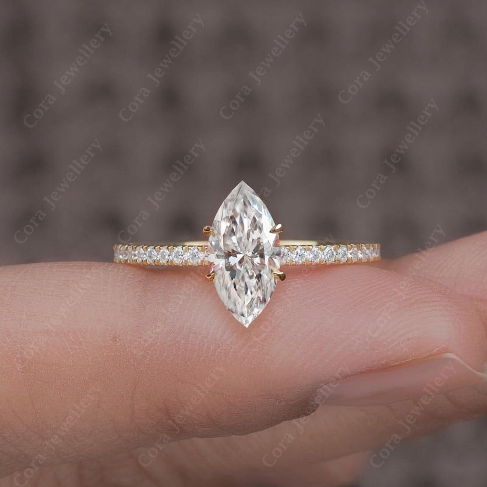 Cora Jewellery 2CT Marquise Moissanite Simple Solitaire Engagement Ring ...