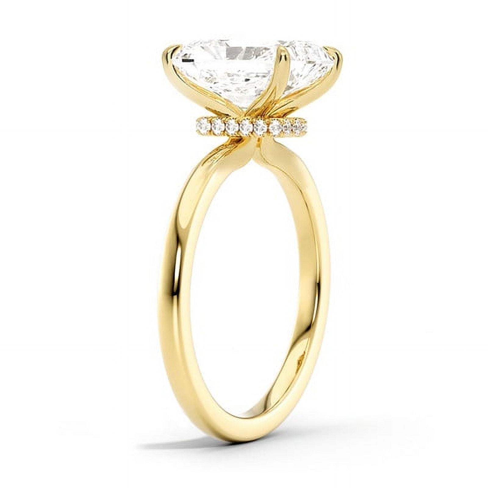 Cora Jewellery 3.75CT Oval Moissanite Enagagement Ring for Women, Hidden Halo Ring, 10K Yellow ...