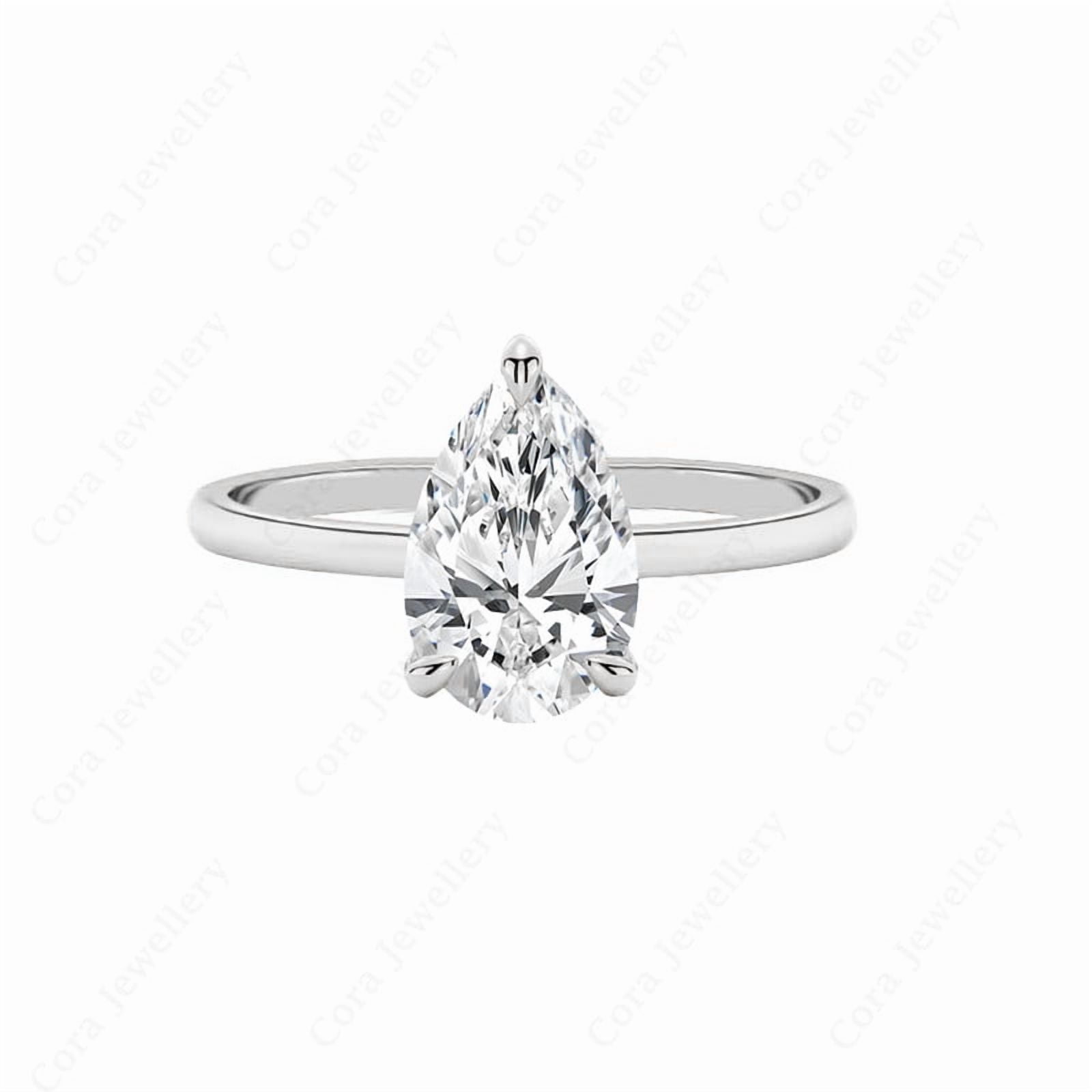 Cora Jewellery 3CT Hidden Halo Bridge Diamond Pear Moissanite ...