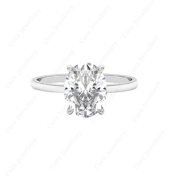 Cora Jewellery 3CT Hidden Halo Oval Moissanite Solitaire Engagement ...