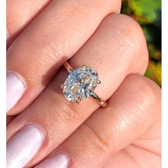 Cora Jewellery 3CT Oval Moissanite Hidden Halo Engagement Ring For ...