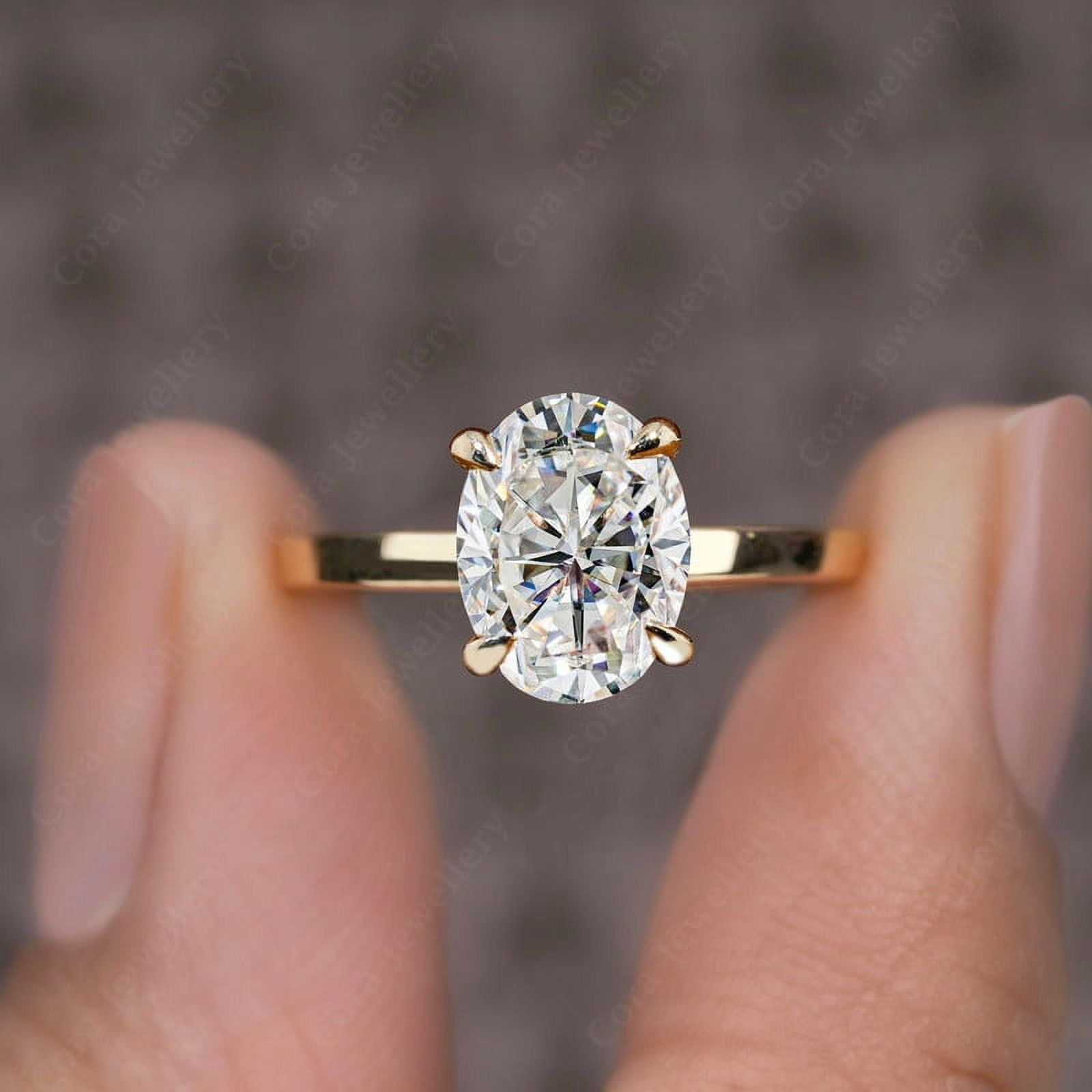 Cora Jewellery 3CT Oval Moissanite Bridge Diamond Hidden Halo ...