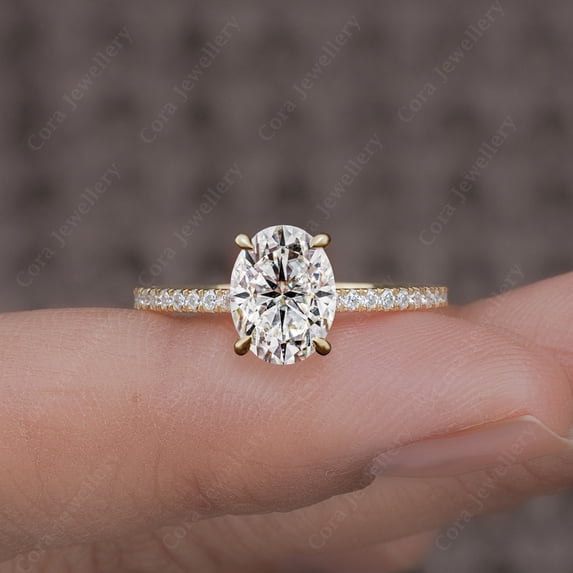 Cora Jewellery 3CT Oval Moissanite Hidden Halo Engagement Ring For ...