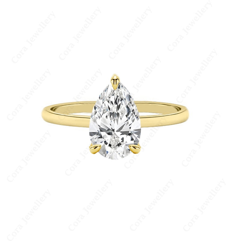 Cora Jewellery 3CT Pear Moissanite Bridge Diamond Solitaire Engagement ...