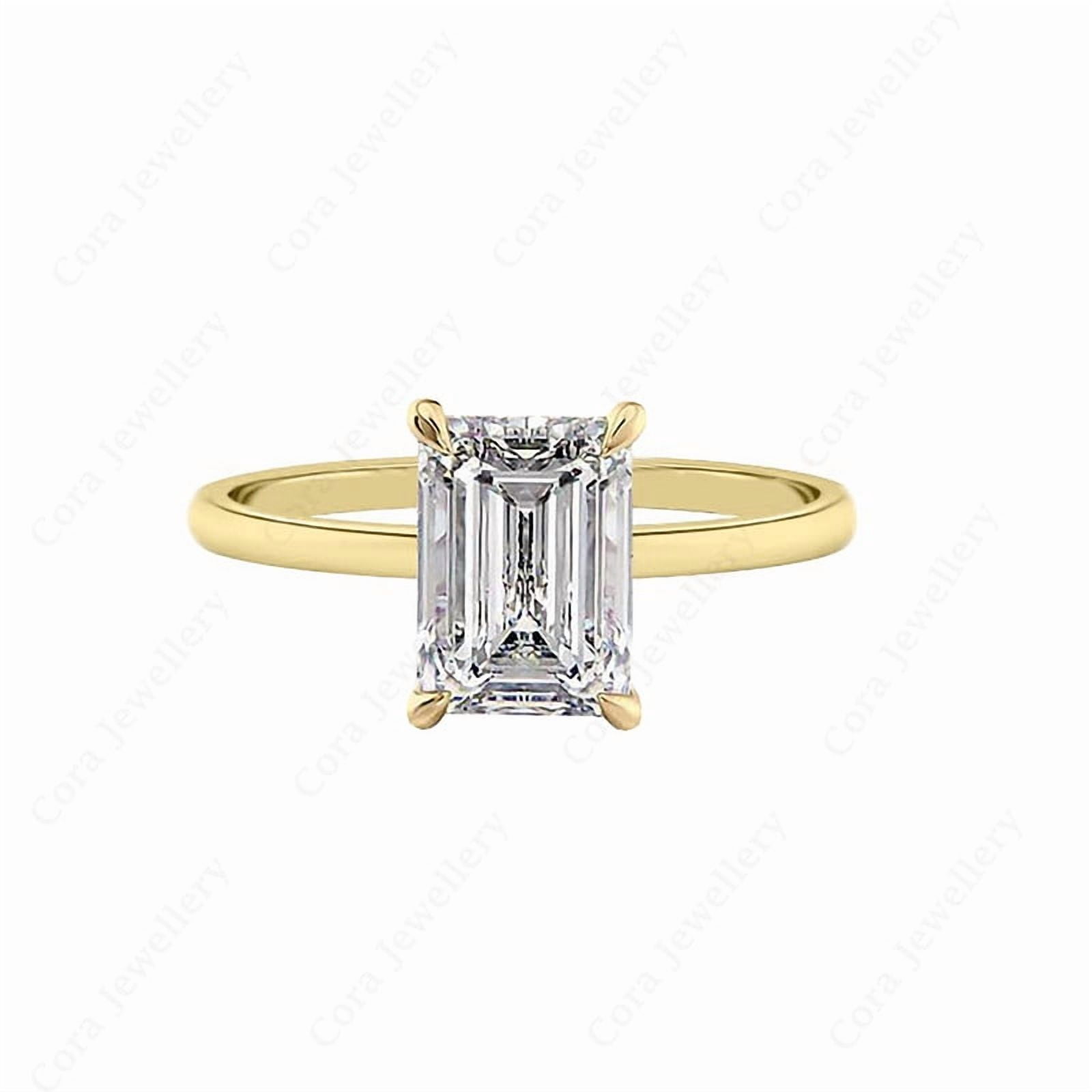 Cora Jewellery 4CT Bridge Diamond Emerald Moissanite Engagement Ring ...