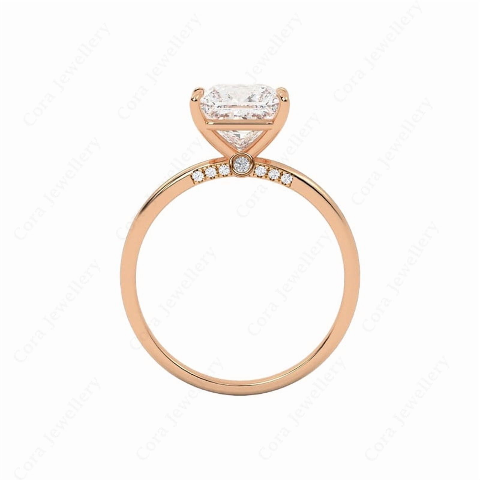 Cora Jewellery 4CT Bridge Diamond Emerald Moissanite Solitaire Engagement Ring For Women, 18K ...