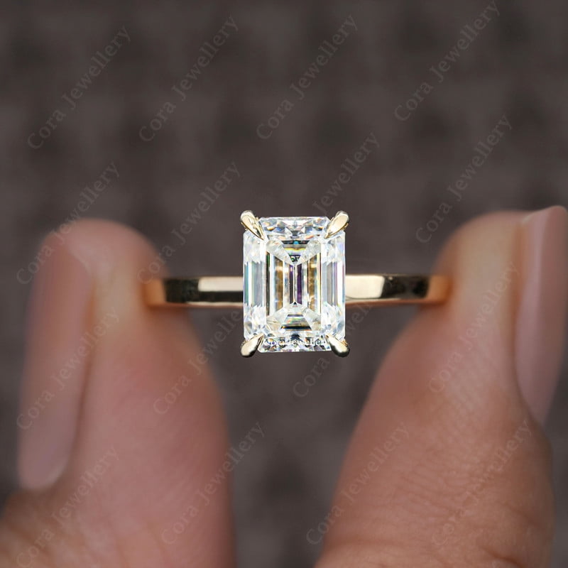 Cora Jewellery 4CT Emerald Moissanite Bridge Diamond Solitaire ...