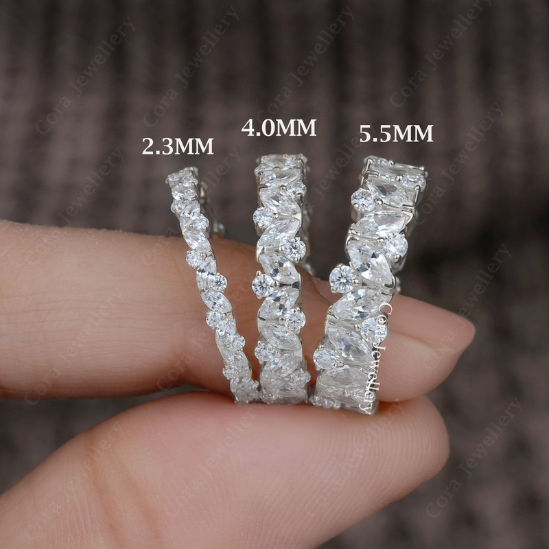 Cora Jewellery 5.5MM Marquise and Round Moissanite Full Eternity ...