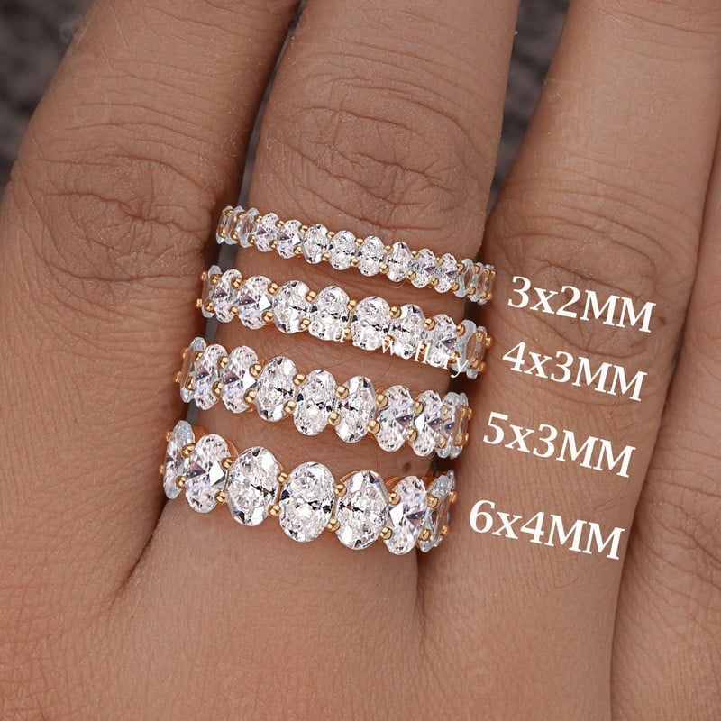 Cora Jewellery Oval Moissanite Wedding Band, Half Eternity Ring for ...