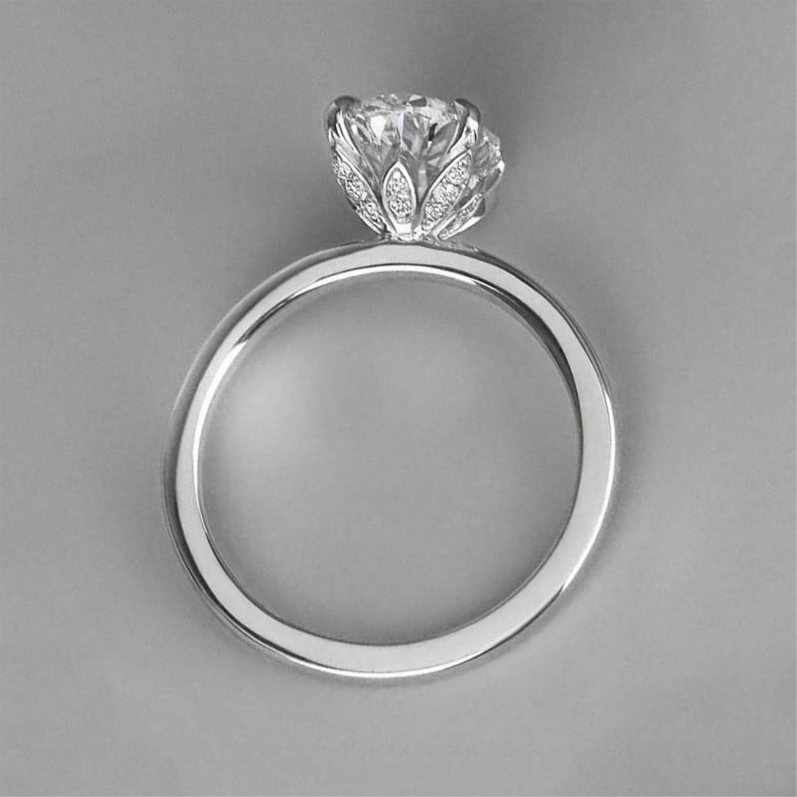 Cora Jewellery Vintage Tulip Setting Oval Moissanite Engagement Ring For Women, 14K White Gold ...