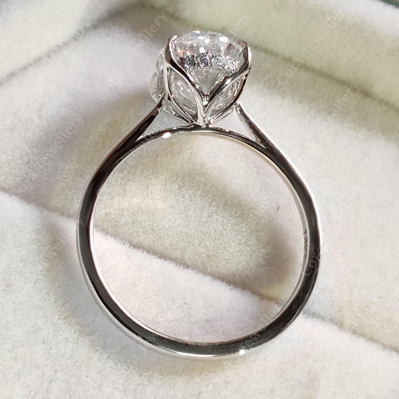 Cora Jewellery Vintage Tulip Setting Oval Moissanite Hidden Halo ...