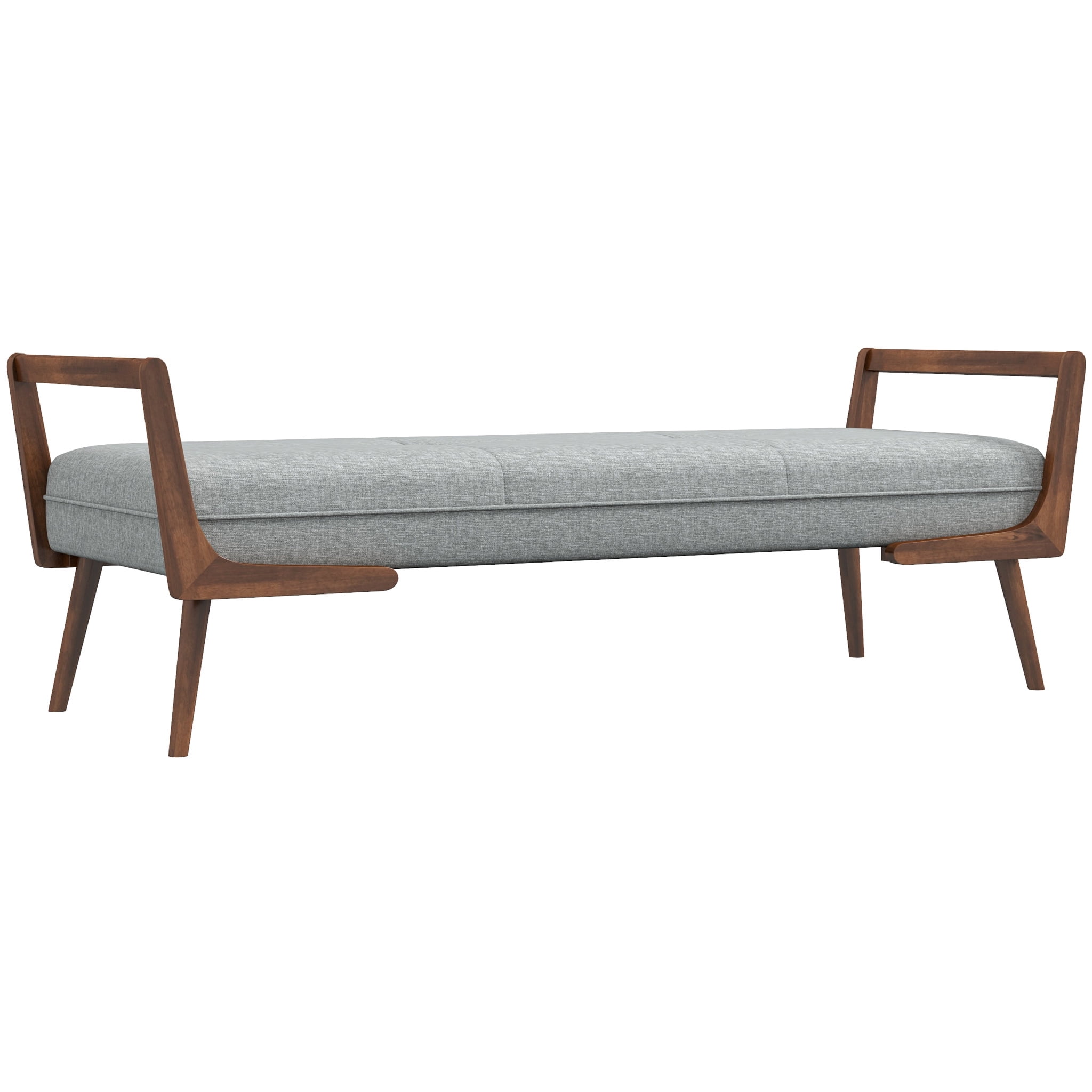 Cora Mid Century Modern Gray Bench,Grey Velvet Furniture Primary Living ...