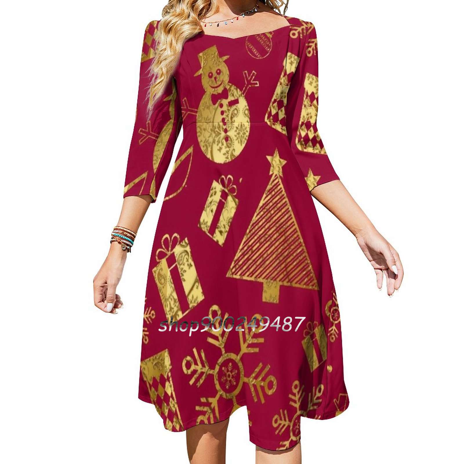 Cora'S Square Neck Dress New Plus Size Elegant Women Waist Tight Dress ...