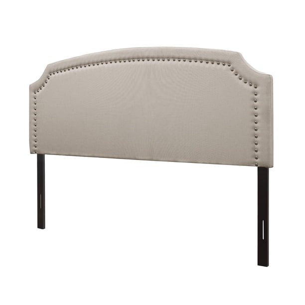 Cora Upholstered Clipped-corner Headboard w/ Nailhead Trim Warm Grey ...