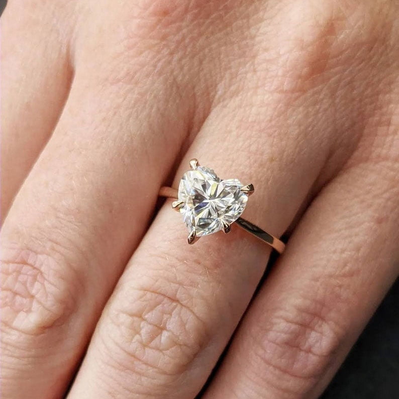 Cora jewellery 2CT Heart Shape Moissanite Hidden Halo Engagement Ring ...