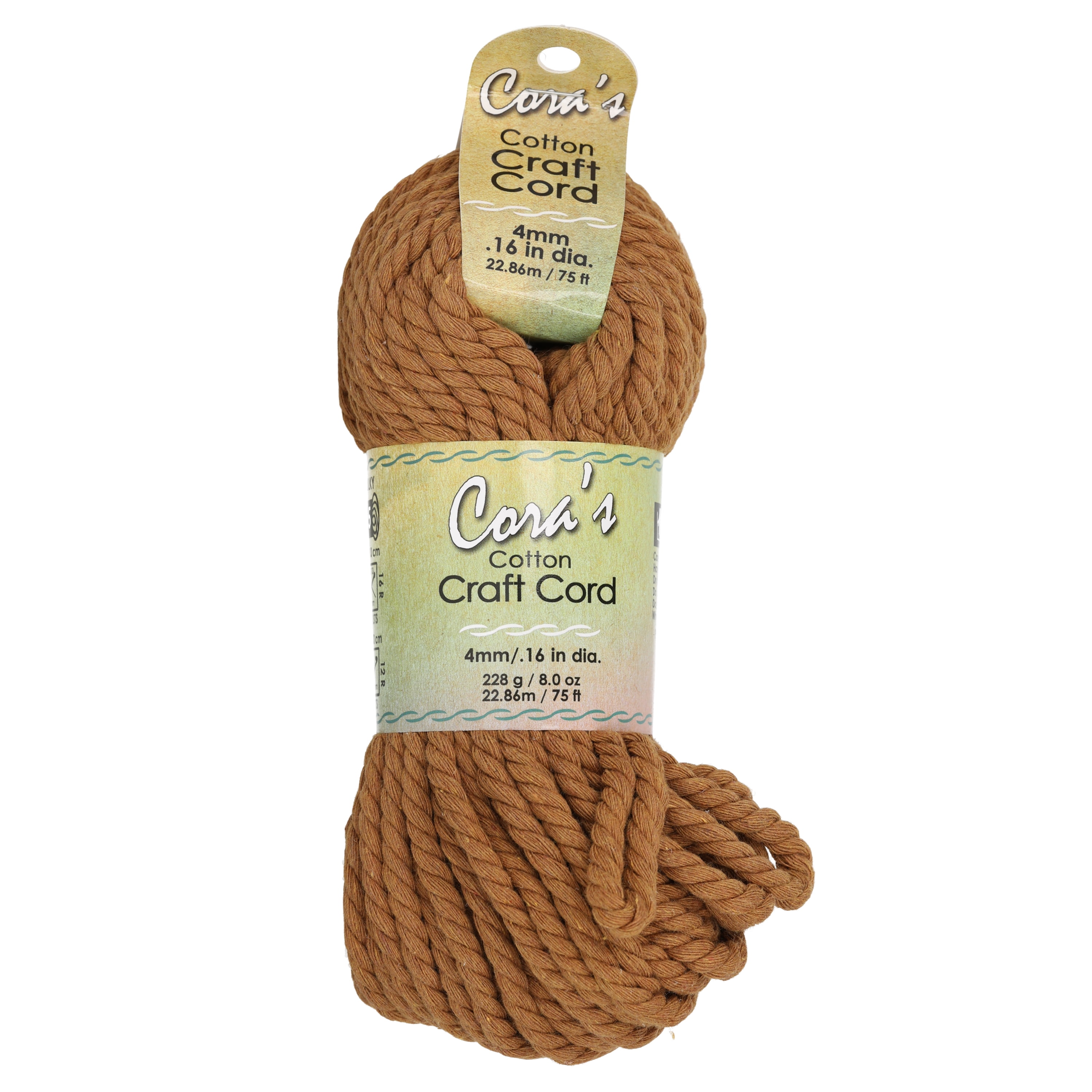 Cora’s Cotton Craft Cord – Twisted Macramé Cord, Biscuit Brown, 4 mm ...
