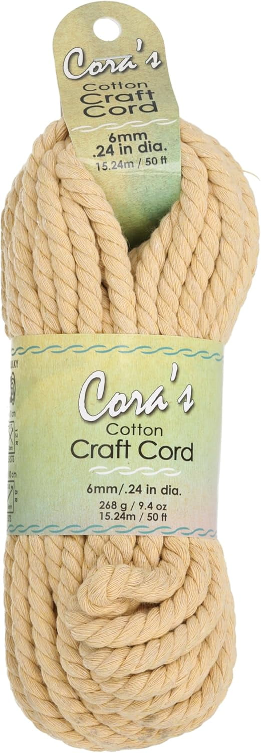 Cora’s Cotton Craft Cord – Twisted Macramé Cord, Fawn, 6 mm, 50 Ft ...