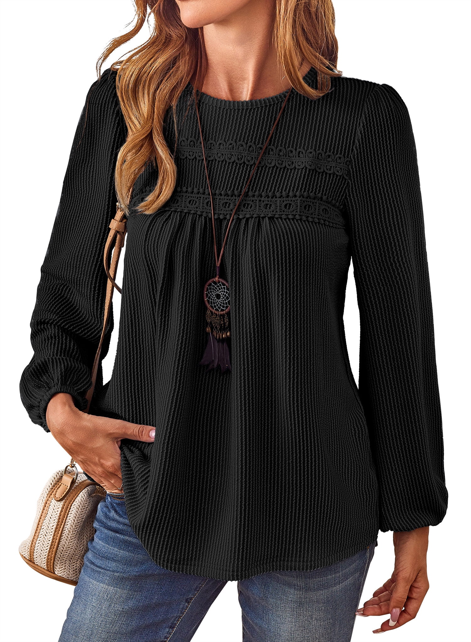 Corabera Plus Size Tops for Women Long Sleeve Tunic Tops Loose Flowy ...