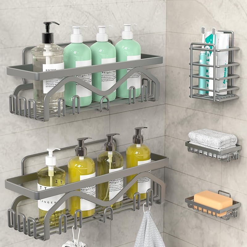 Coraje Shower Caddy, Shower Shelves [5-Pack], Adhesive Shower Organizer ...
