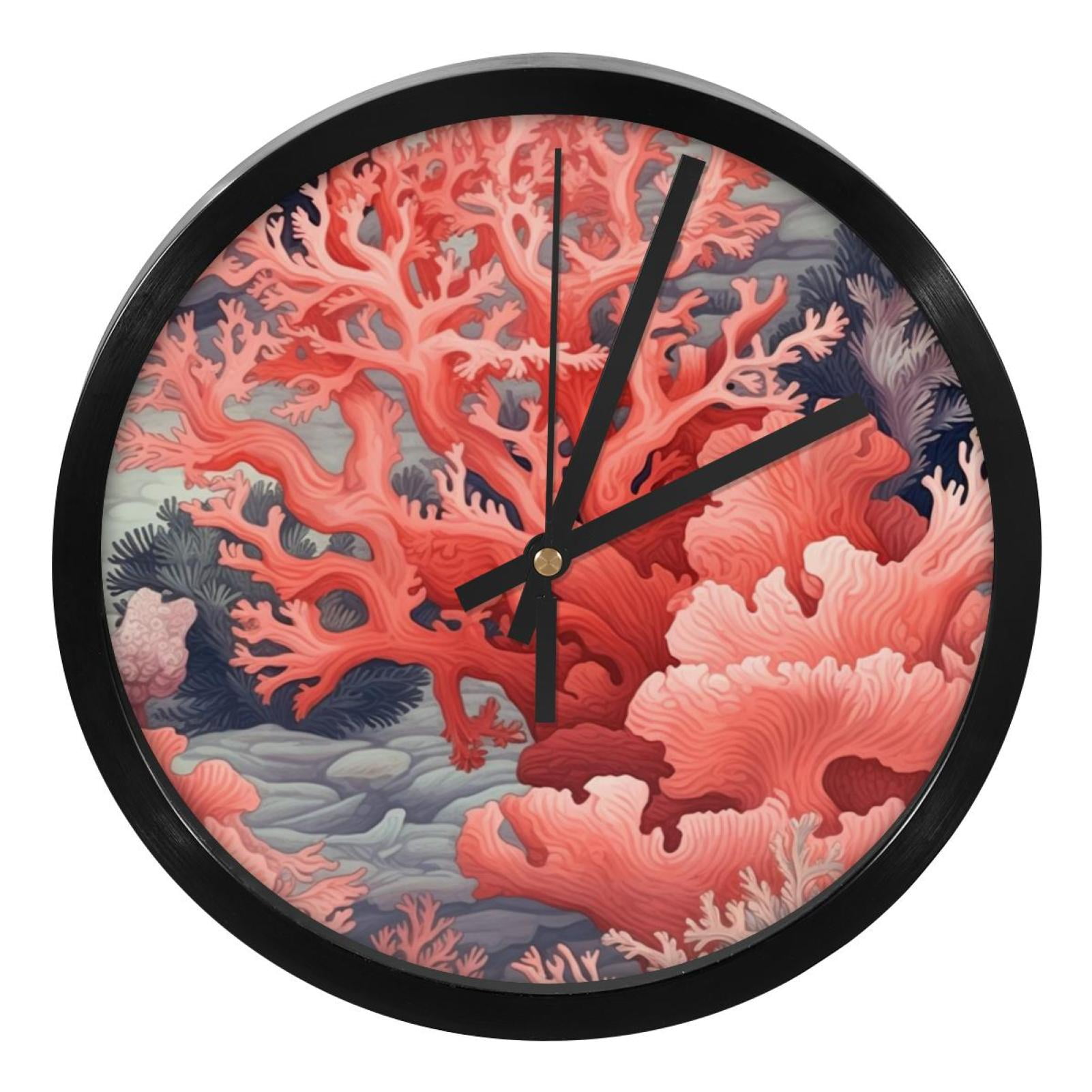 Coral 9.8 Inches Wall Clock, Silent Non-Ticking Round Digital Clock ...