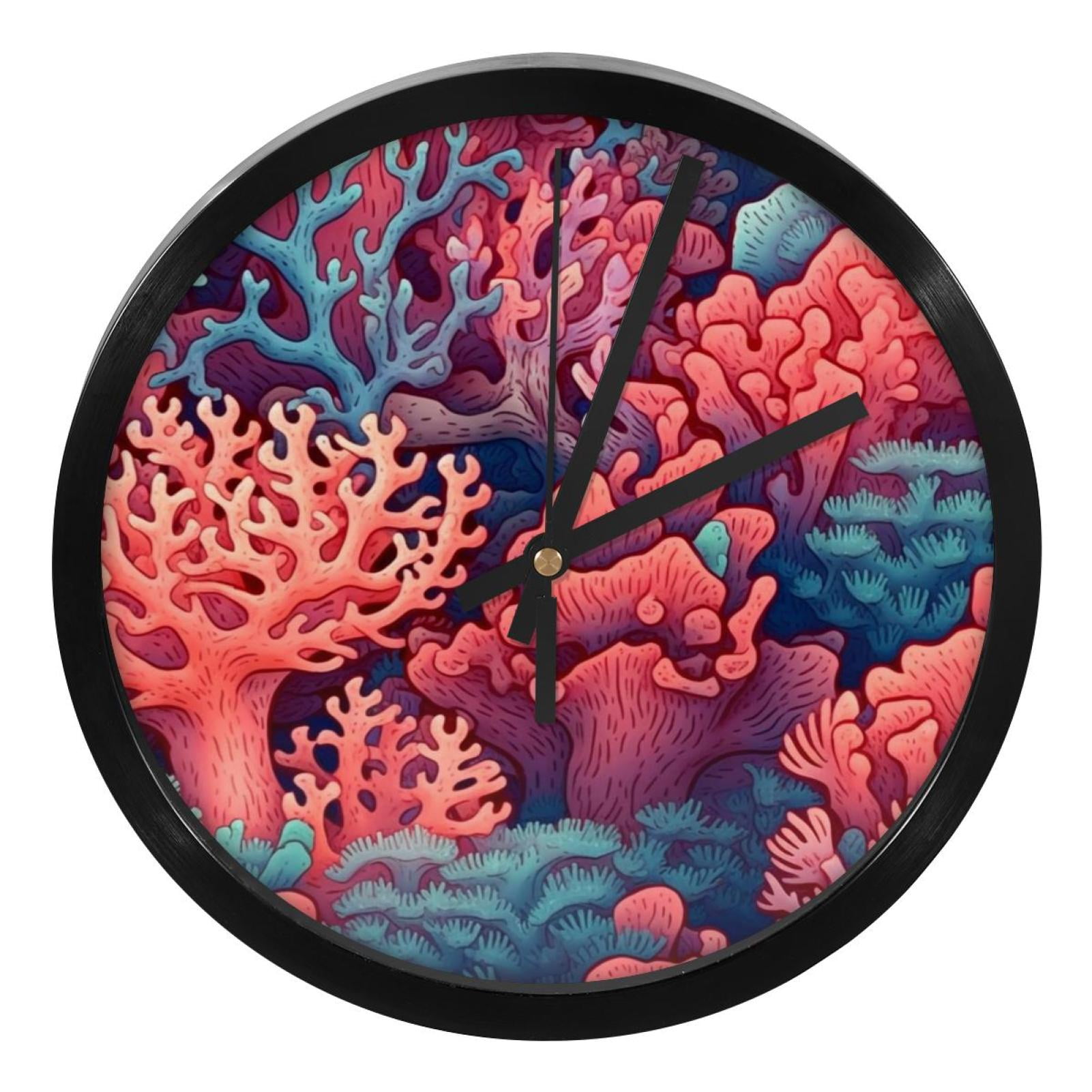 Coral 9.8 Inches Wall Clock - Silent Round Digital Clock, Battery ...