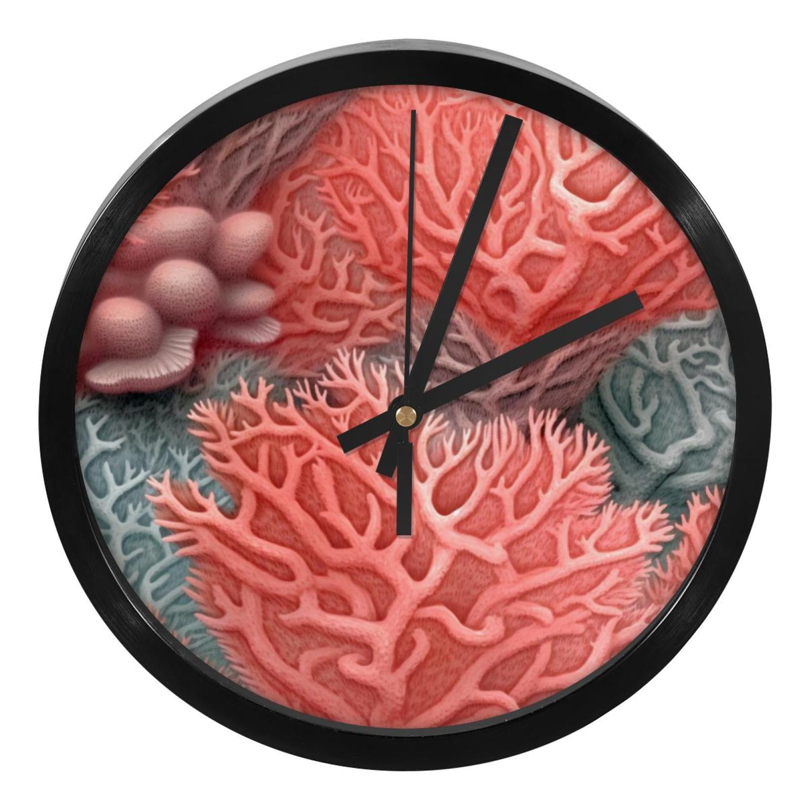 Coral 9.8 Inches Wall Clock - Silent Round Digital Clock, Battery ...