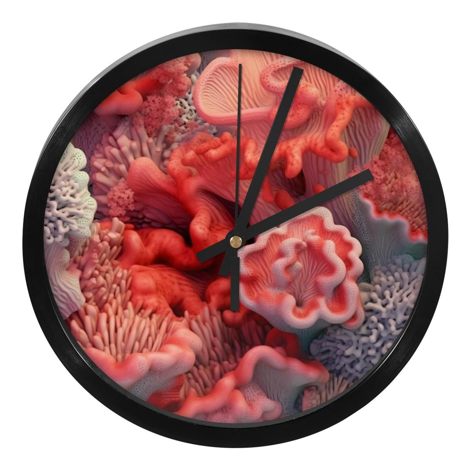 Coral 9.8 Inches Wall Clock - Silent Round Digital Clock, Battery ...