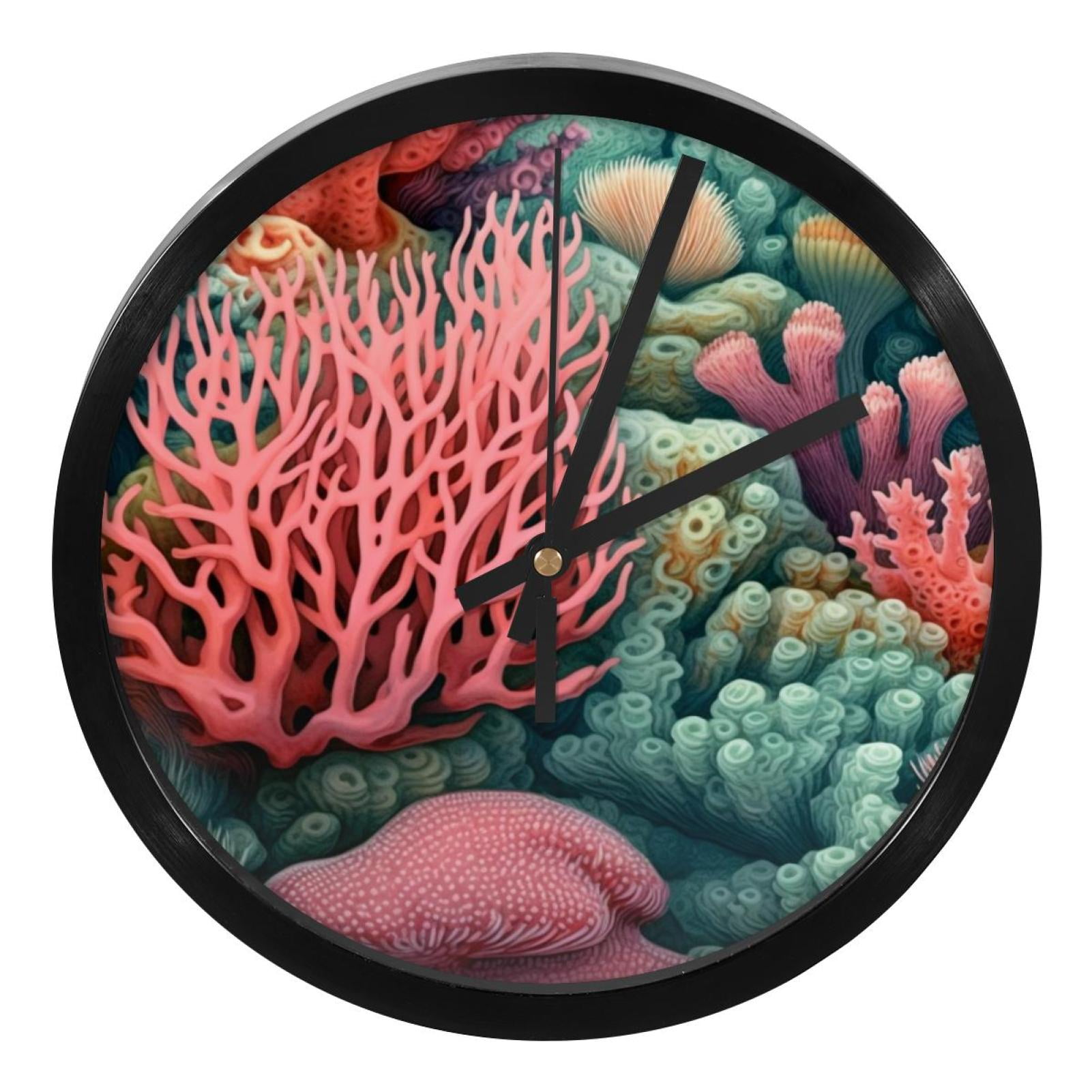 Coral 9.8 Inches Wall Clock - Silent Round Digital Clock, Battery ...