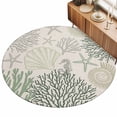 Coral Area Rugs 5' (Round) Starfish Seashell Floor Rug Non Slip Low ...