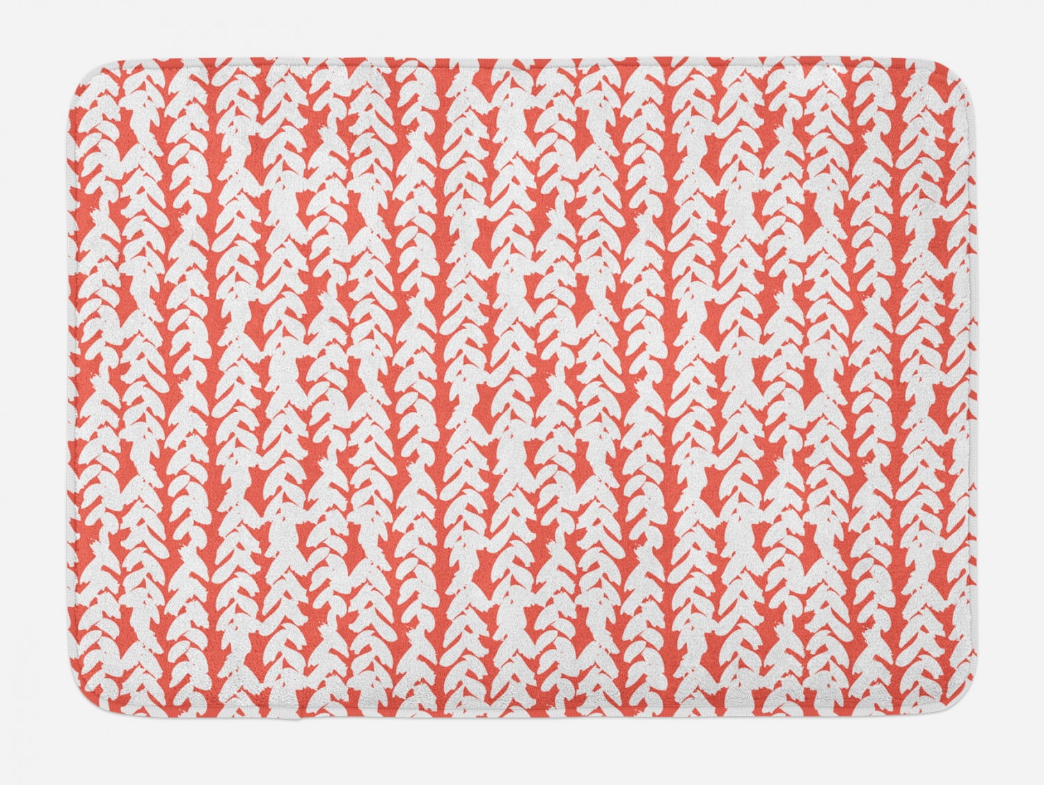 Coral Bath Mat, Hand Painted Braids Vertical Pattern Bohemian Hipster ...