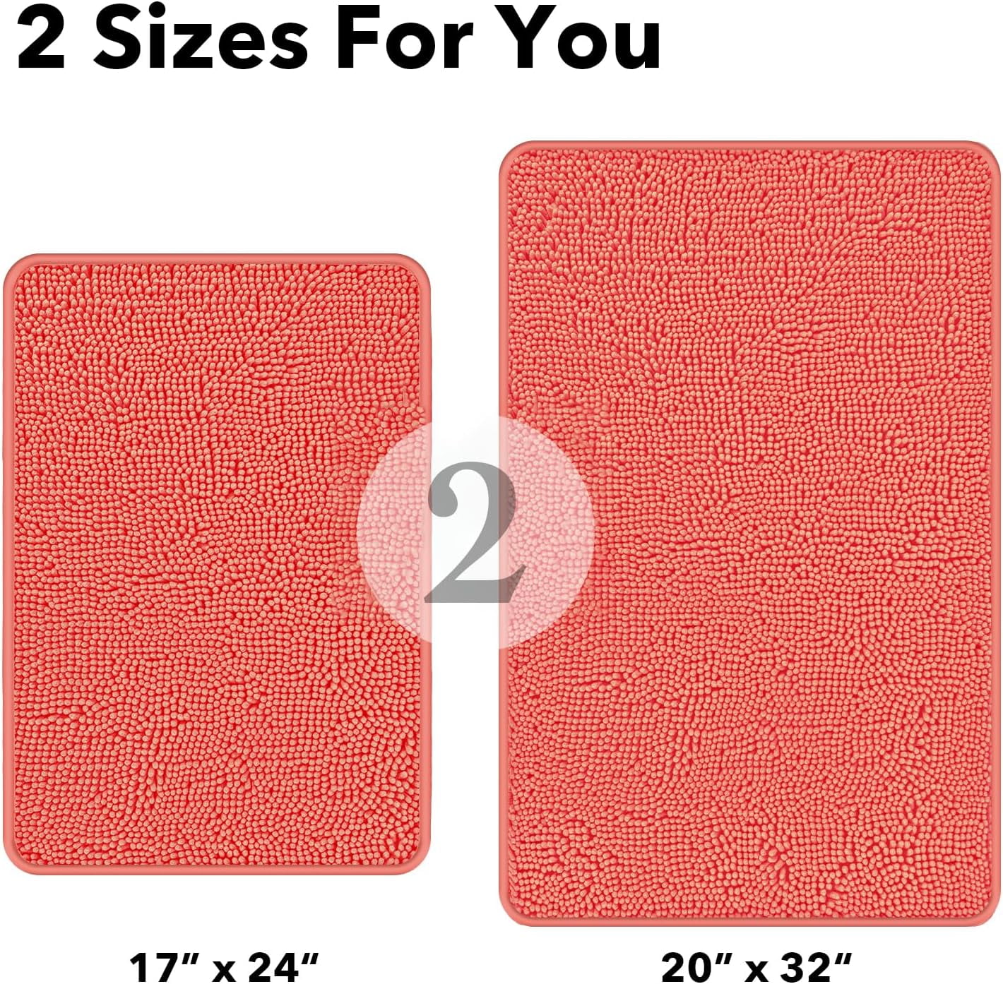 Coral Bathroom Rugs Sets 2 Piece \u2013 Thick Chenille Bath Mats ...