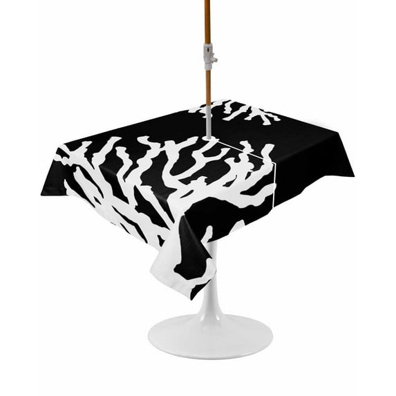 Coral Black Rectangle Outdoor Tablecloth, Waterproof Table Cloth Cover ...