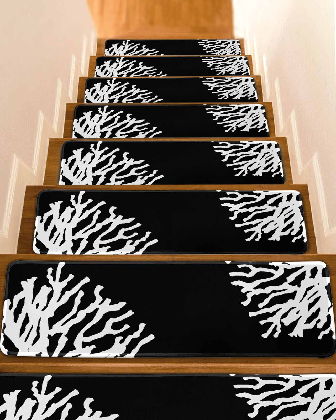 Coral Black Stair Treads for Wooden Steps Indoor Runner Rug Carpet ...