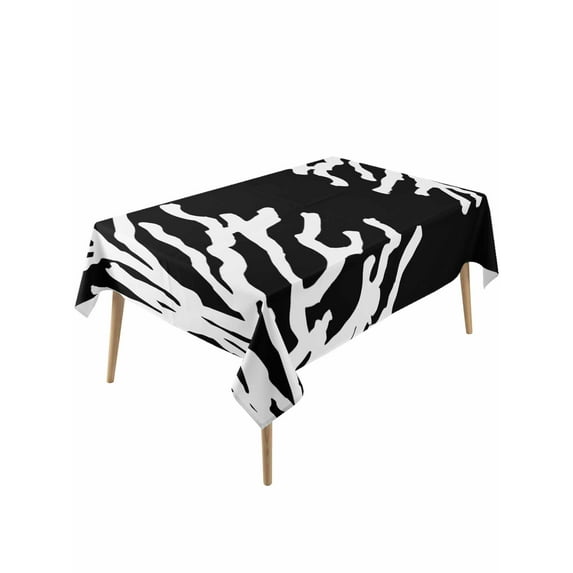 Coral Black Table Cloth, Coastal White Ocean Marine Nautical Beach ...