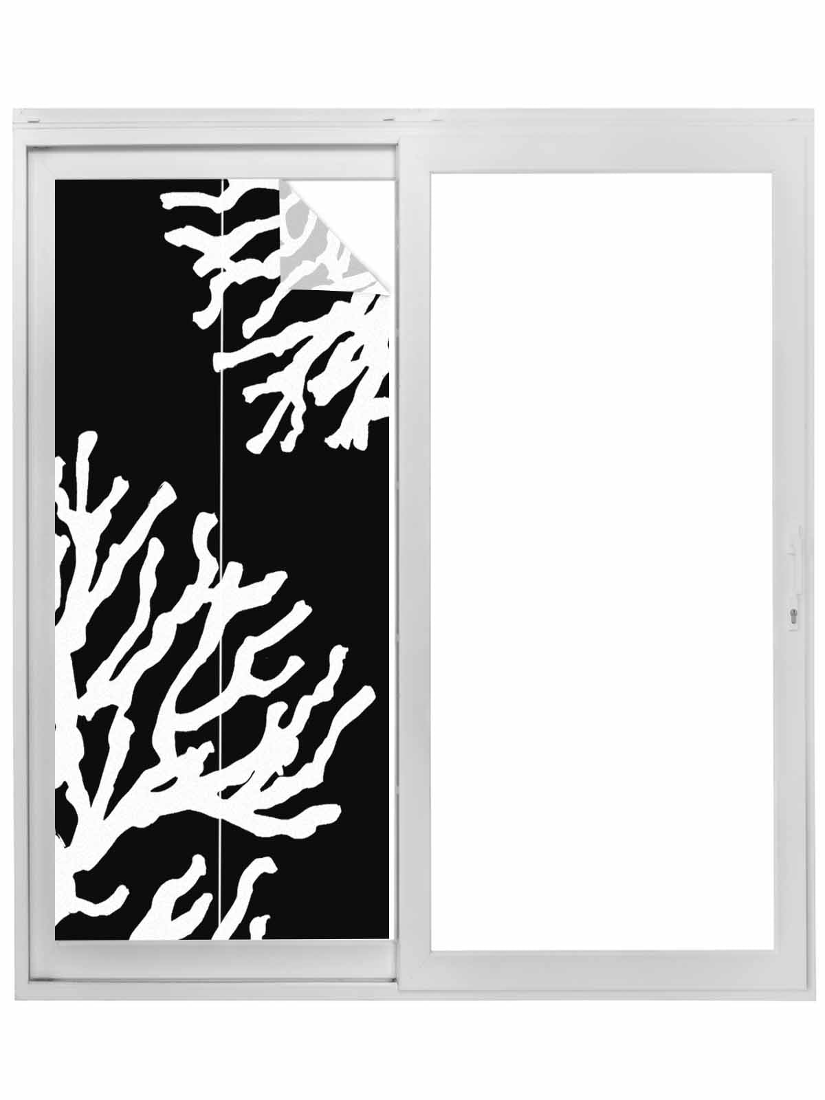 Coral Black Window Privacy Film, Coastal White Ocean Marine Nautical ...