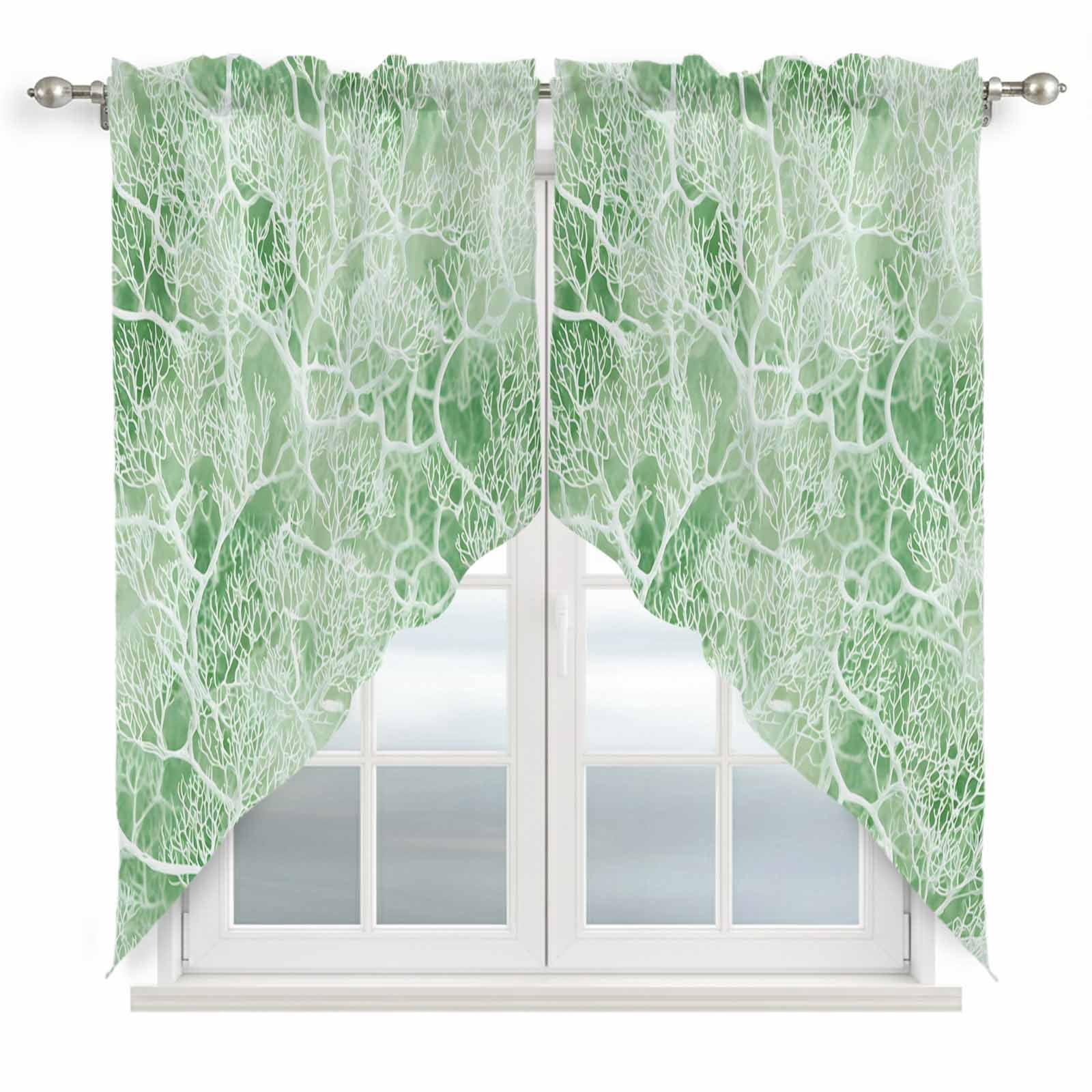 Coral Branches Swag Curtain Valance for Window 2 Panels Boho Abstract ...