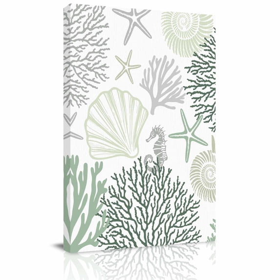 Coral Canvas Wall Art for Living Room, Starfish Seashell Wall Decor ...