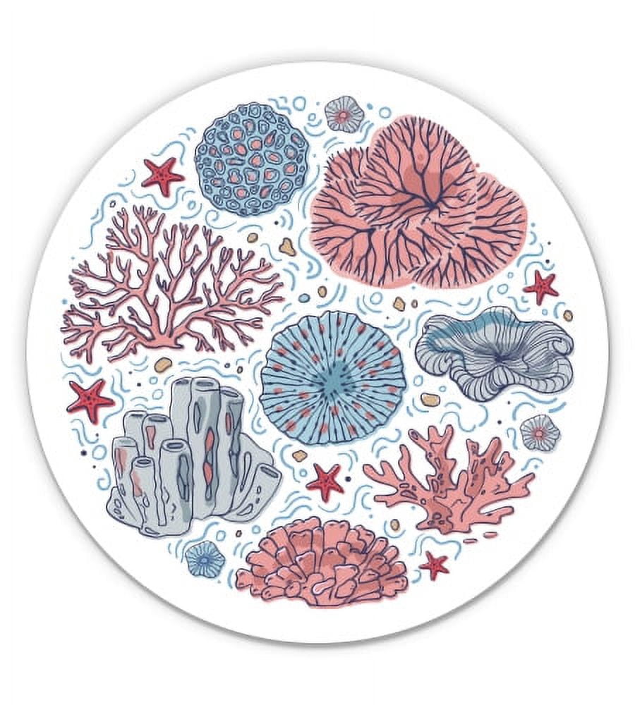 Coral Circle - 8" Vinyl Sticker - For Car Laptop I-Pad - Waterproof ...