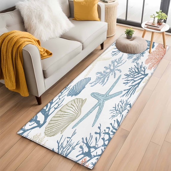 Coral Coastal Runner Rug 2x6 FT,Non Slip Hallway Rugs,Summer Beach ...