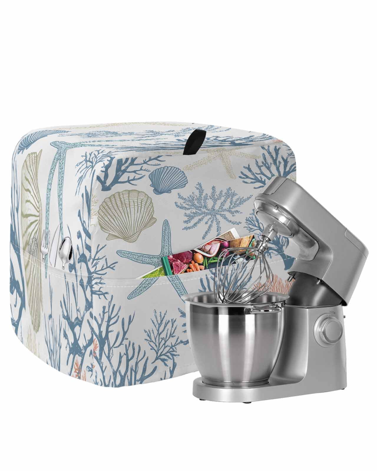 Coral Coastal Stand Mixer Dust Cover with Storage Pocket & Handles ...