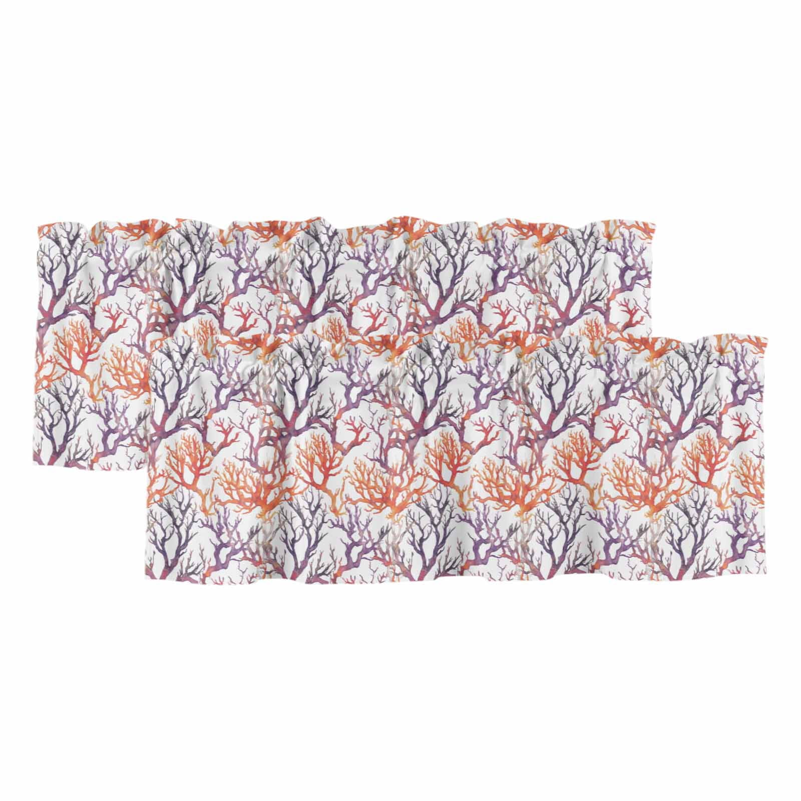 Coral Coastal Valances for Windows, Decorative Rod Pocket Window ...