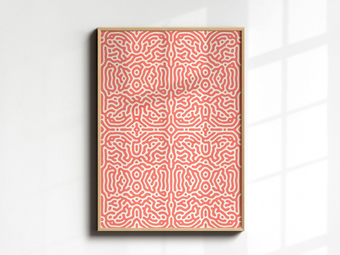 Coral Colored Wall Art, Coral Abstract Wall Art, Coral Wall Art, Minimalist Wall Art, Modern ...